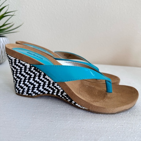 Style & Co. | Shoes | New Styleco Chicklet Turquoise Blackwhite Woven ...